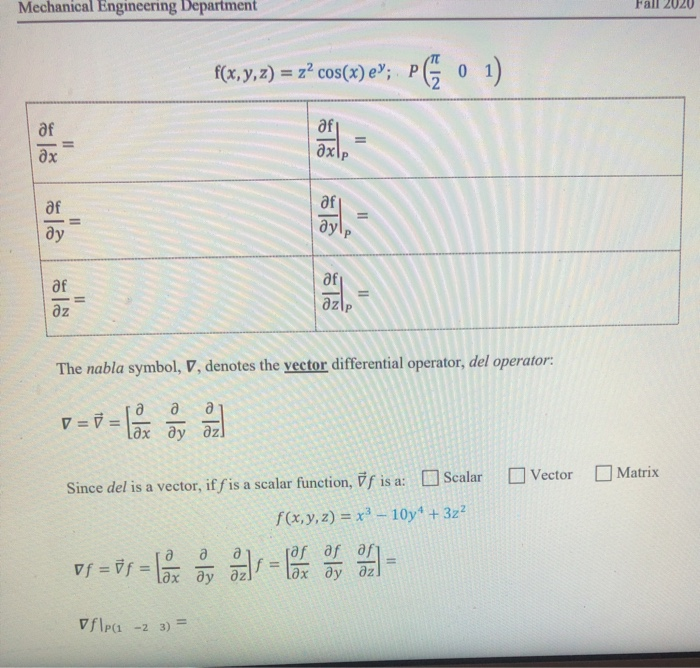 Solved Partial Derivatives: Vector Fields 1. Partial | Chegg.com