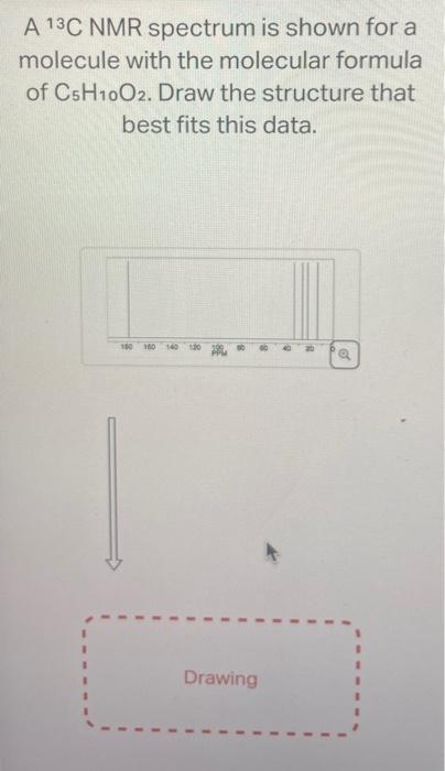 Solved A13C NMR spectrum is shown for a molecule with the | Chegg.com