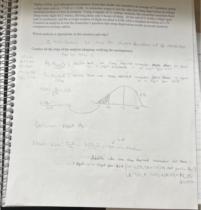 Solved Miller (1956), and subsequent researehers, found that | Chegg.com