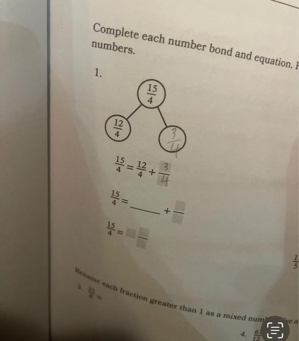 Solved Complete each number bond and equation. numbers. 1 | Chegg.com