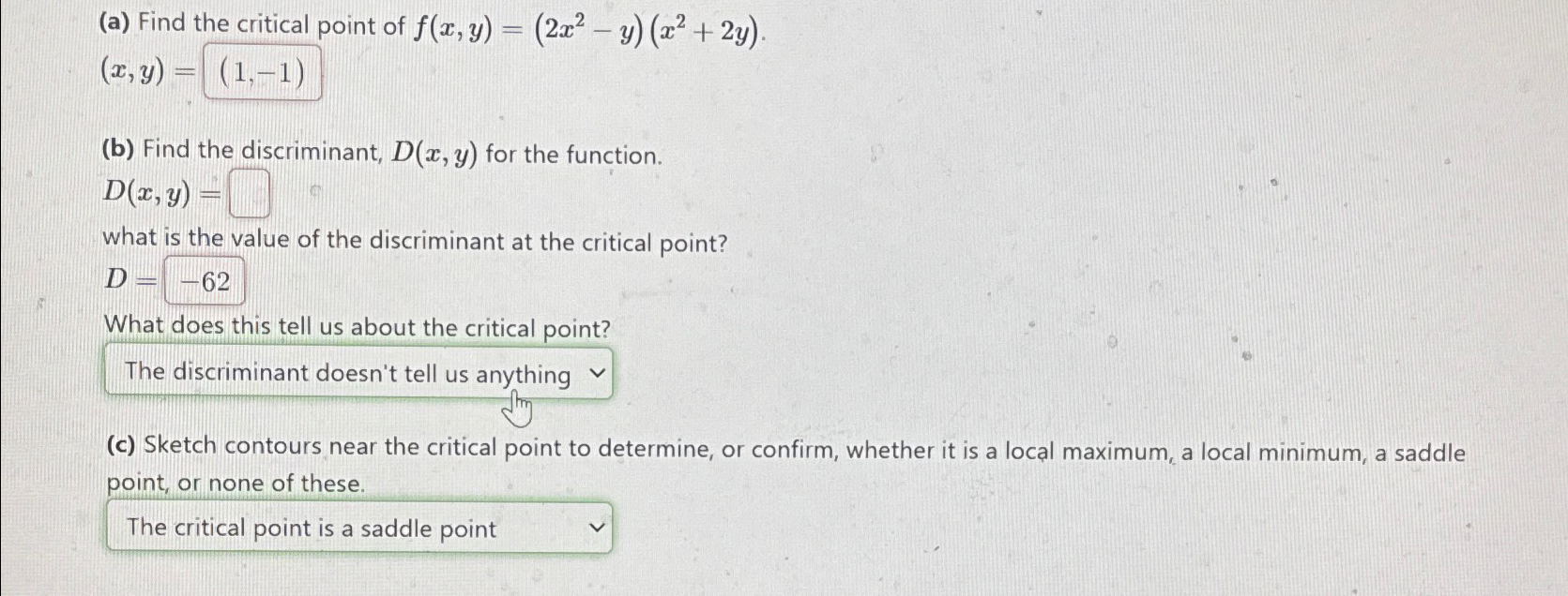 Solved (a) ﻿Find the critical point of | Chegg.com