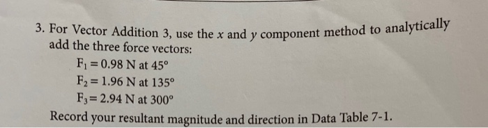 Solved PROCEDURE Part I: Grapbical Vector Addition 1. For | Chegg.com