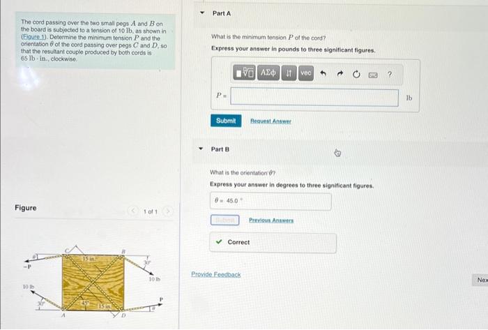 Solved The cord passing over the two small peys A and B on | Chegg.com