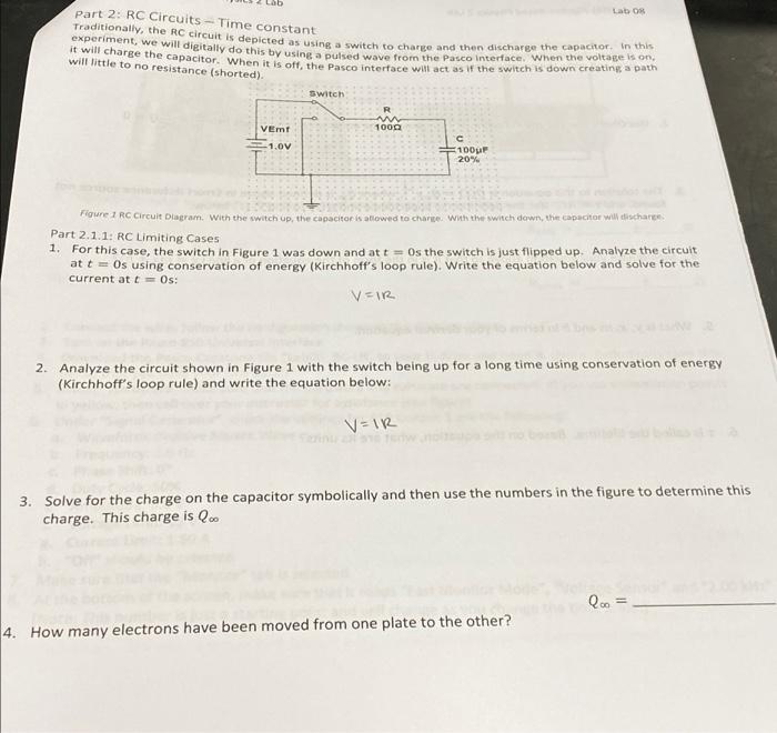 Solved Labos Part 2: RC Circuits - Time constant experiment, | Chegg.com