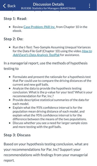 Solved - Review Case Problem: PAR Inc, from Chapter 10 in | Chegg.com