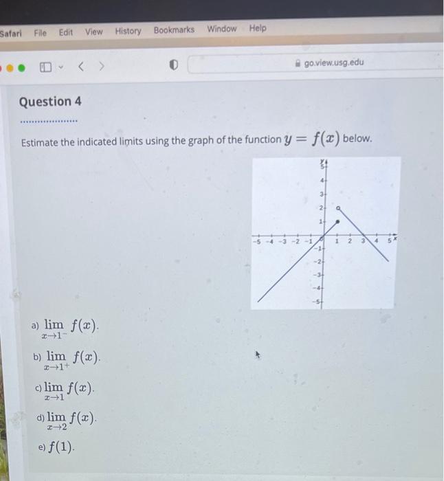Solved Estimate The Indicated Limits Using The Graph Of The