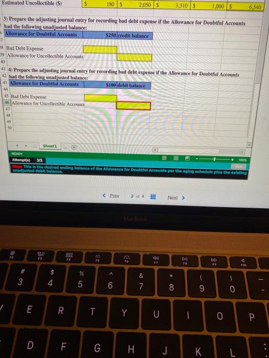 Solved what are the excel cell formulas for allowance for | Chegg.com