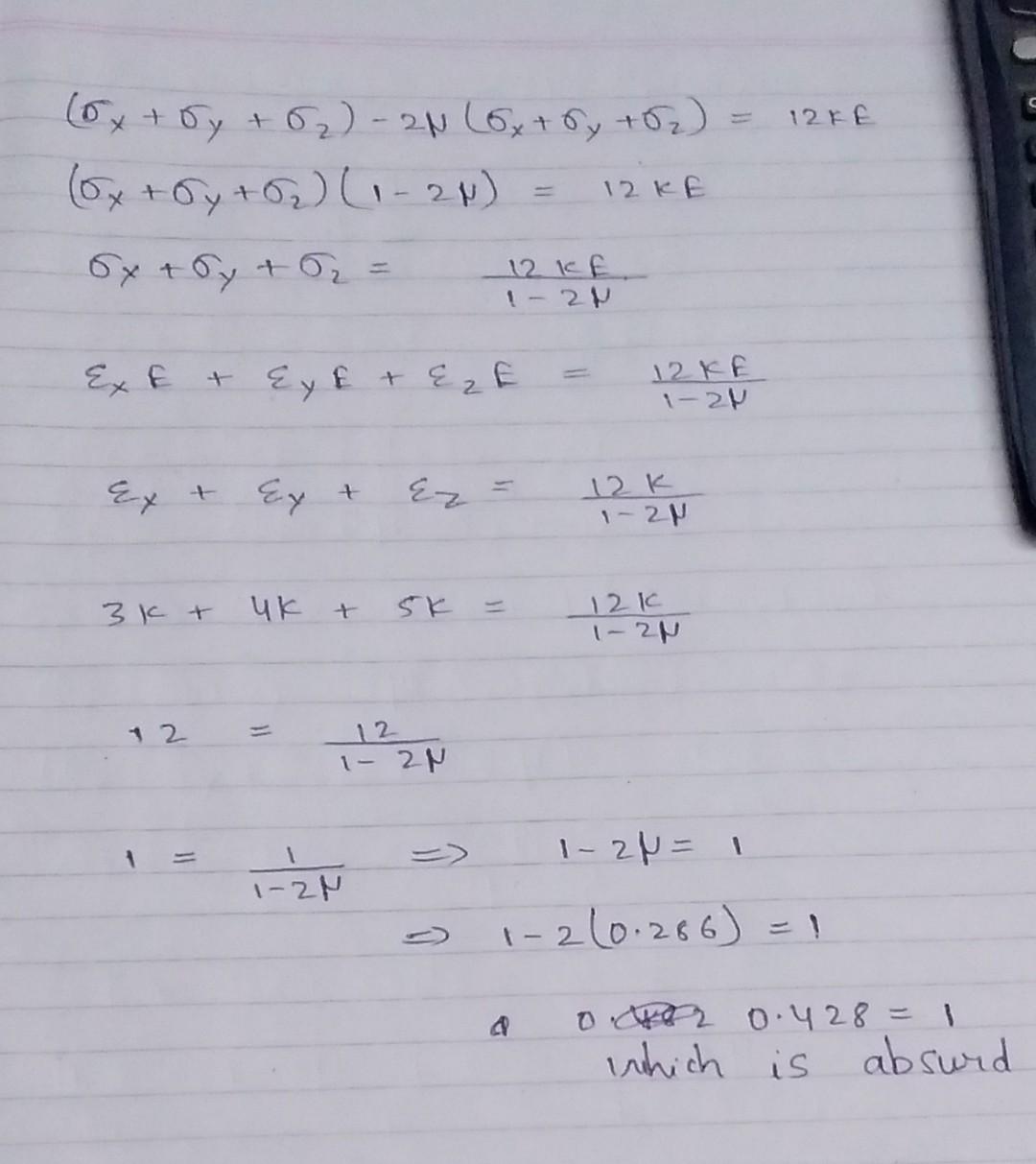 Solved A piece of material is subjected to three | Chegg.com