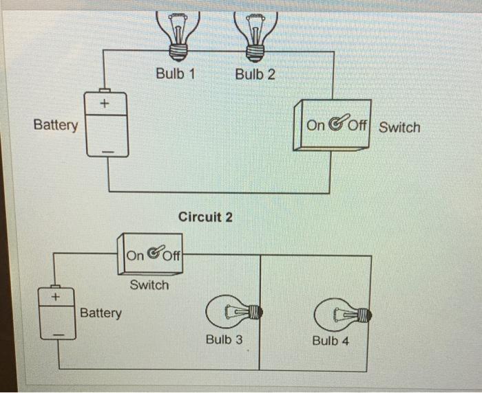Solved Bulb 1 Bulb 2 + Battery On Off Switch Circuit 2 Jon | Chegg.com
