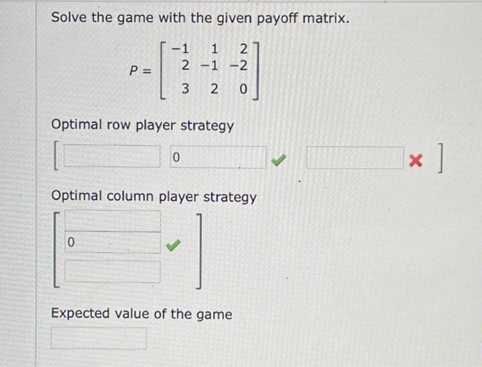 Solved Solve the game with the given payoff matrix. | Chegg.com