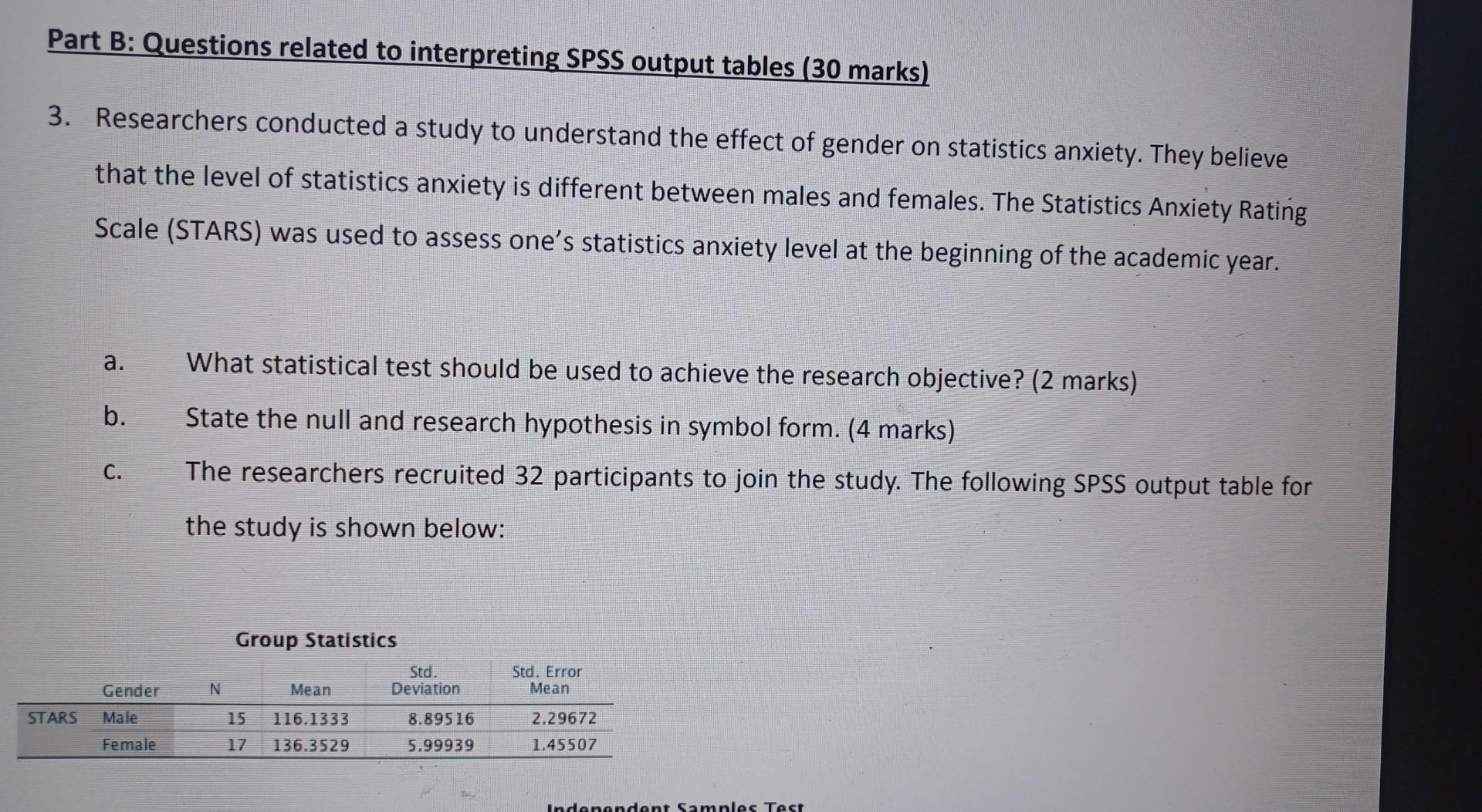 Solved Part B: Questions related to interpreting SPSS output | Chegg.com