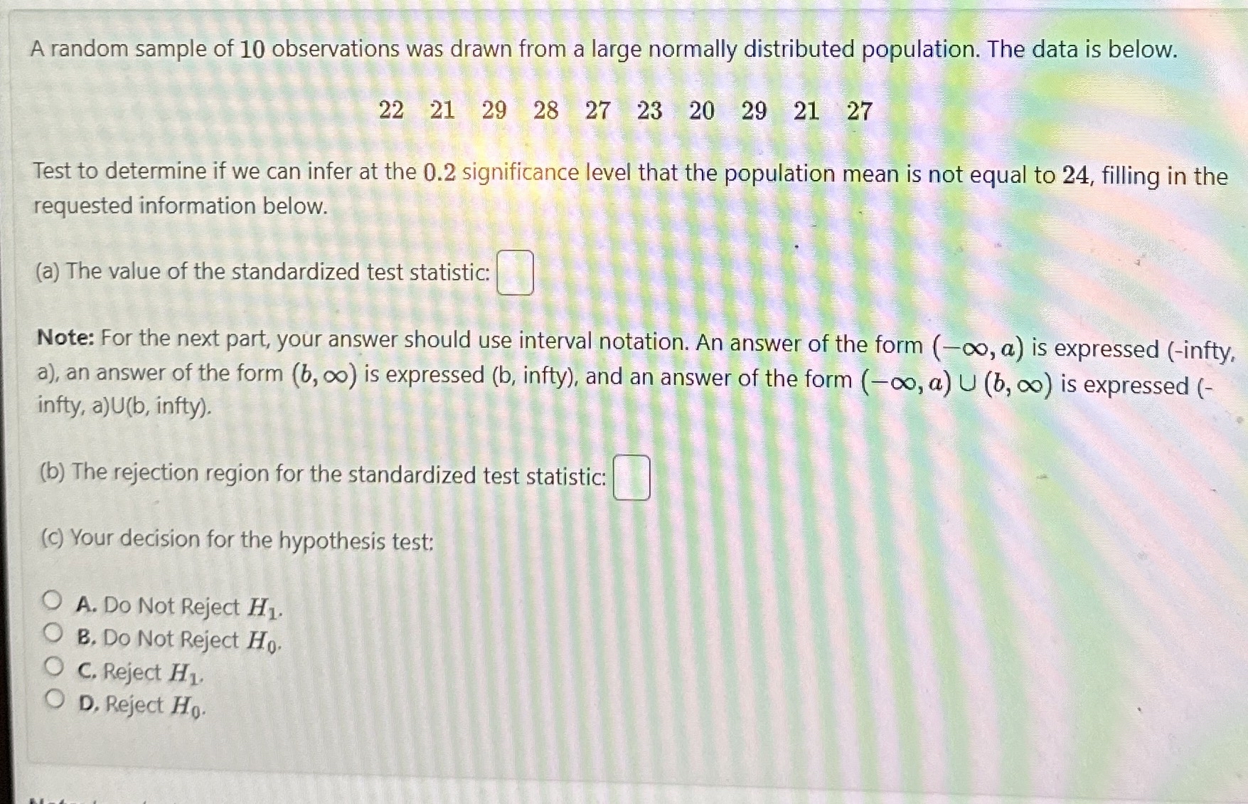 Solved A random sample of 10 ﻿observations was drawn from a | Chegg.com