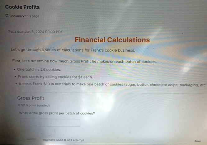 Solved Cookie ProfitsW Bookmark this pagePolls due Jun | Chegg.com