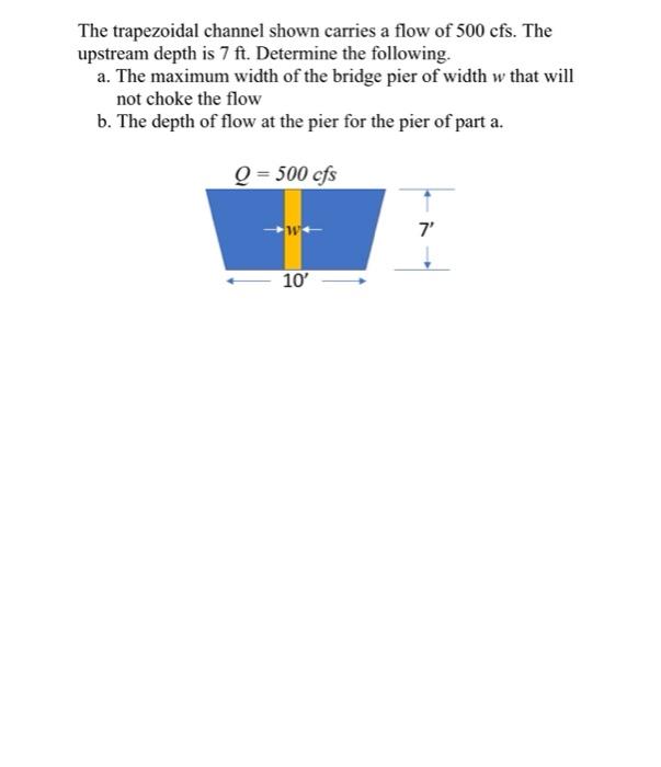 Solved The trapezoidal channel shown carries a flow of | Chegg.com