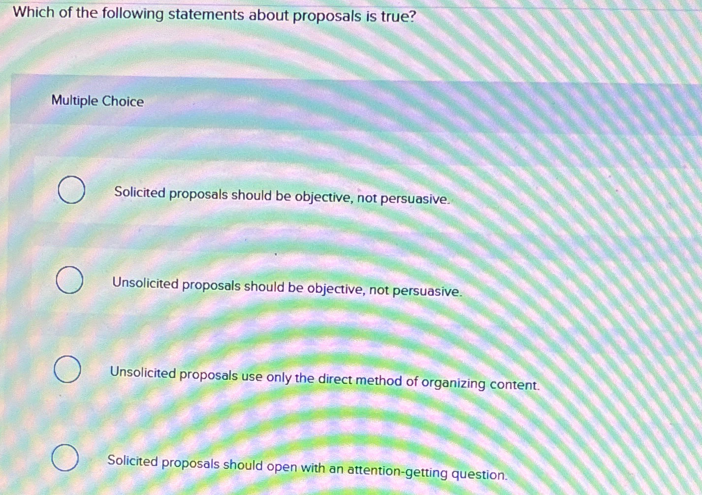 Solved Which of the following statements about proposals is | Chegg.com