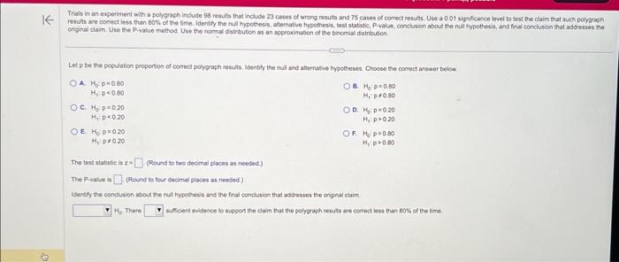 erignal daim. Use the P-value method. Use the normal | Chegg.com