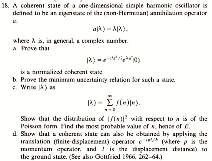 Solved 18. A coherent state of a one-dimensional simple | Chegg.com