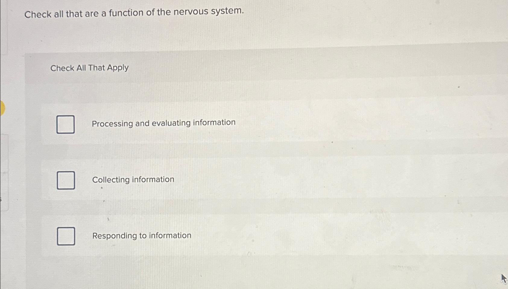 Solved Check all that are a function of the nervous | Chegg.com