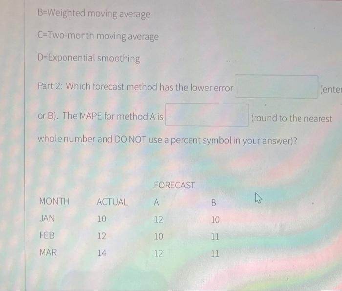 Solved Given the following forecast information, and | Chegg.com