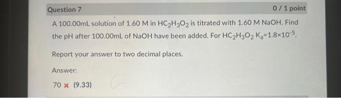 Solved Question 7 0/1 point A 100.00mL solution of 1.60 M in | Chegg.com
