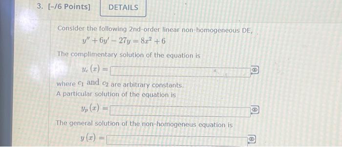 Solved Consider the following 2 nd-order linear | Chegg.com