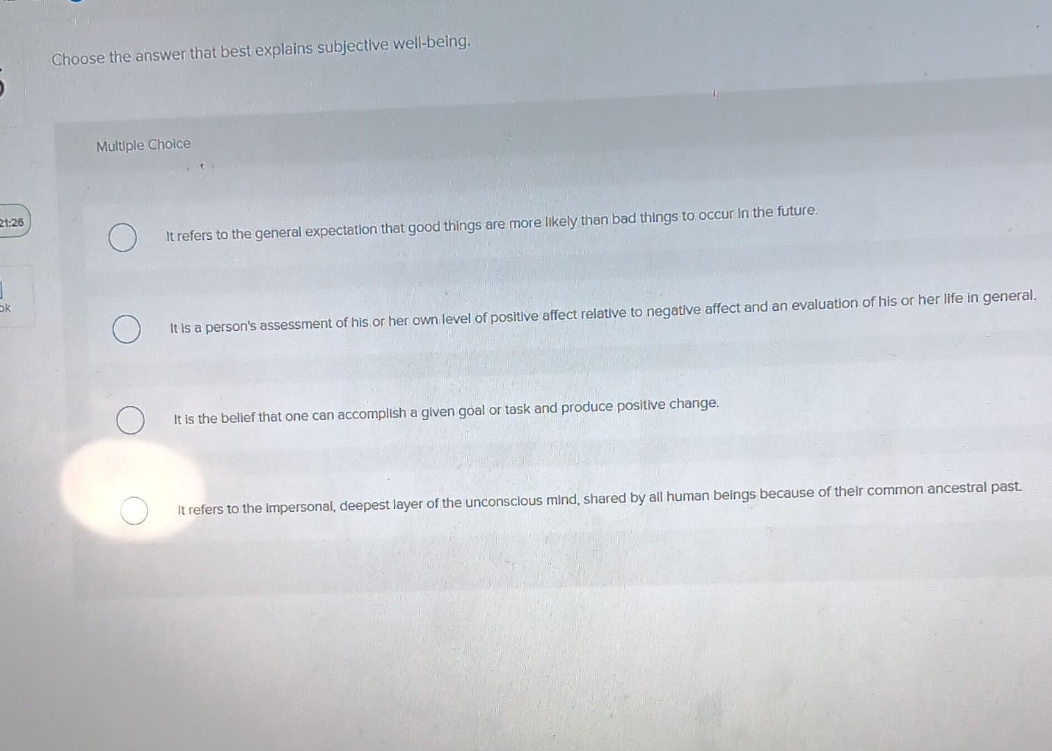 Solved Choose the answer that best explains subjective | Chegg.com