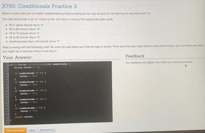Solved X750: Conditionals Practice 3 Below is some code your | Chegg.com