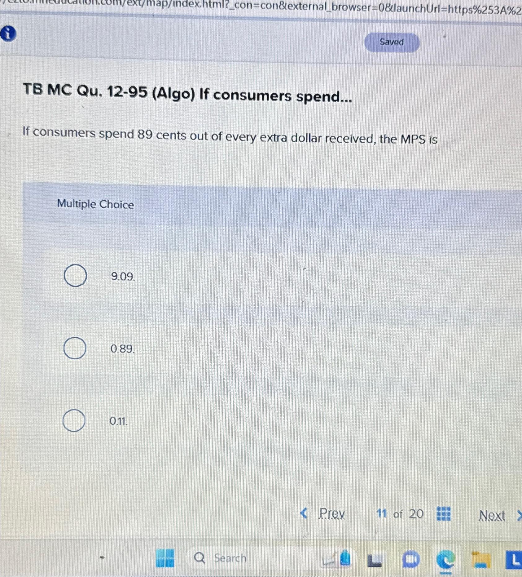 Solved TB MC Qu. 12-95 (Algo) ﻿If consumers spend...If | Chegg.com