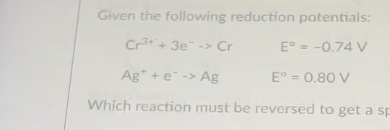 Solved Given the following reduction | Chegg.com