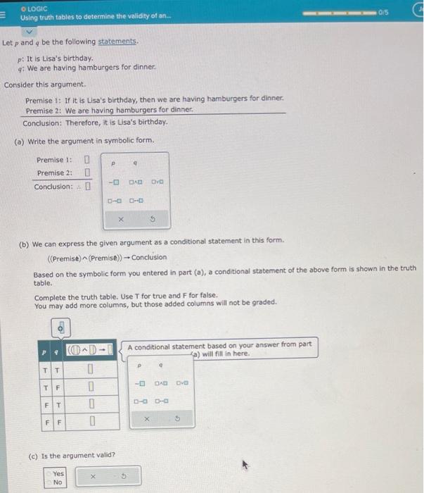 Solved (b) We can express the given argument as a | Chegg.com