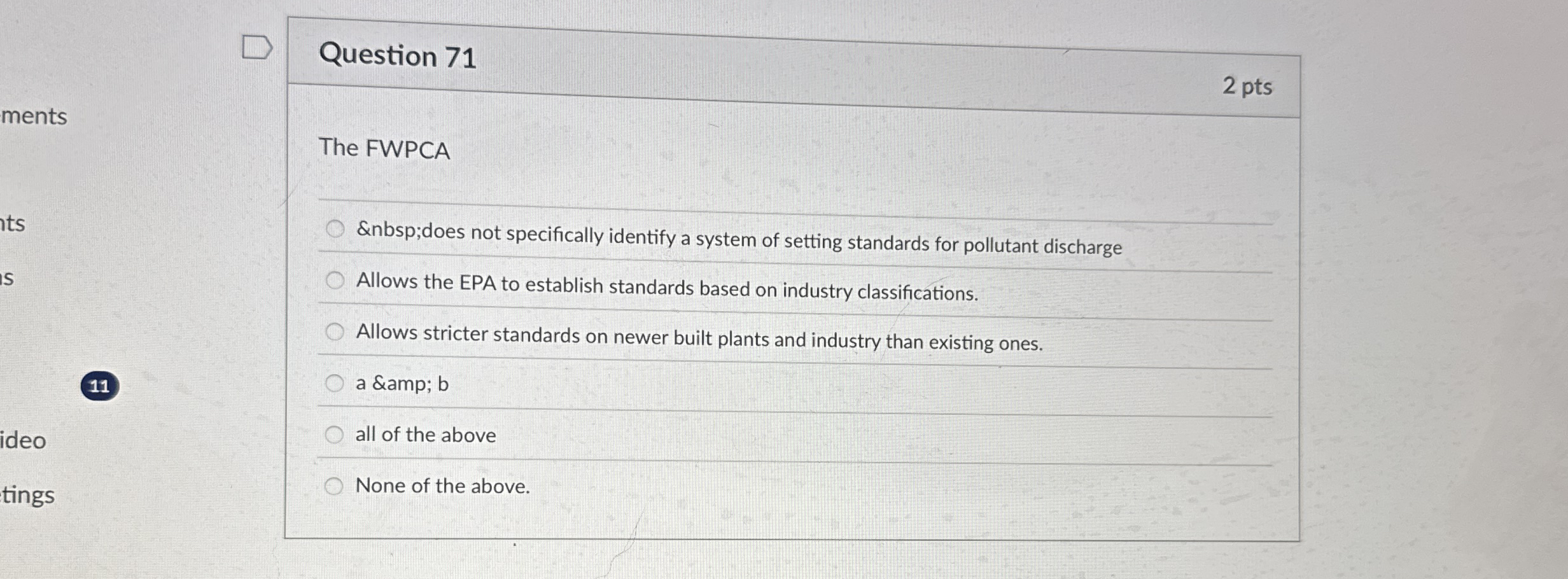 Solved Question 71The FWPCA does not specifically identify a | Chegg.com