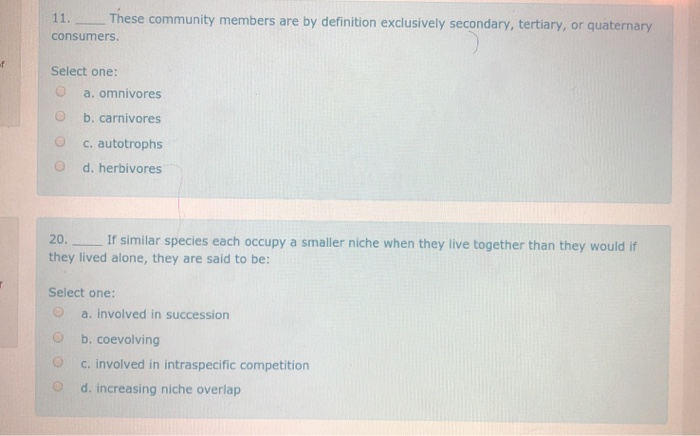 Solved 11. These community members are by definition | Chegg.com