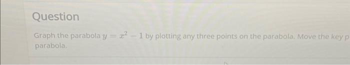Solved Question Graph the parabola y = x² 1 by plotting any | Chegg.com