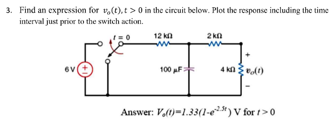 Solved Find an expression for vo(t),t>0 ﻿in the circuit | Chegg.com