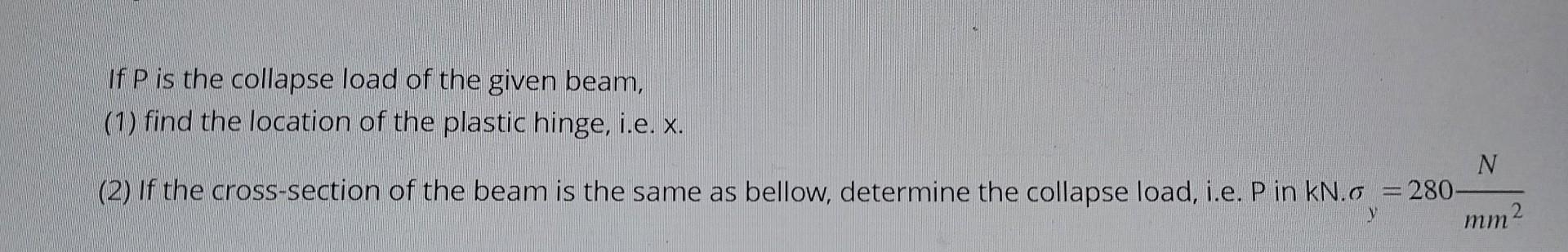 Solved If P is the collapse load of the given beam, (1) find | Chegg.com
