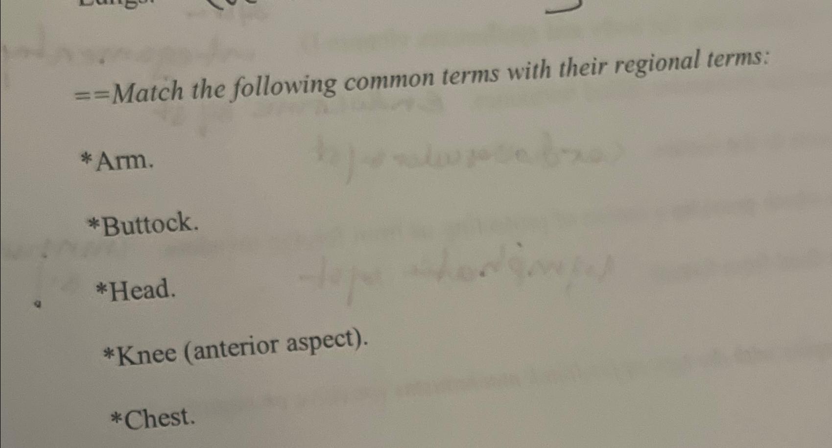 Solved == ﻿Match the following common terms with their | Chegg.com