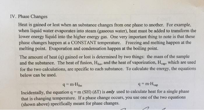 Solved why do the heat equations for phase changes shown | Chegg.com