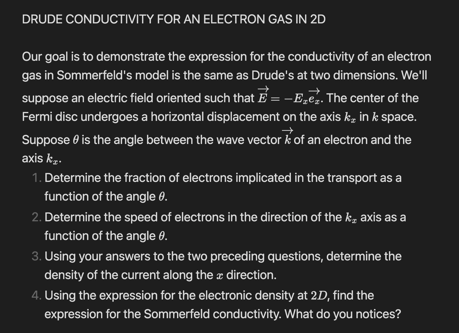 Solved DRUDE CONDUCTIVITY FOR AN ELECTRON GAS IN 2DOur goal | Chegg.com