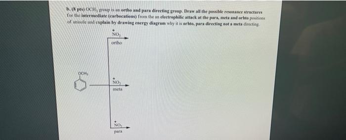 Solved b. (8 pts) OCH; group is an ortho and para directing | Chegg.com