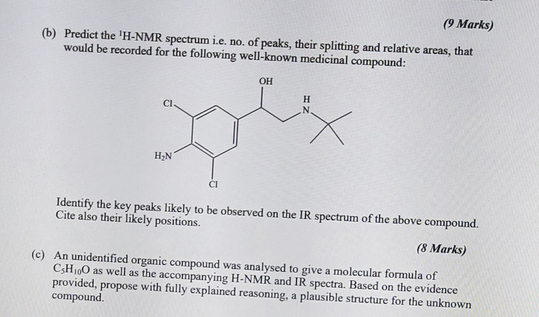 Solved (9 ﻿Marks)(b) ﻿Predict the ?1H-NMR ﻿spectrum i.e. | Chegg.com