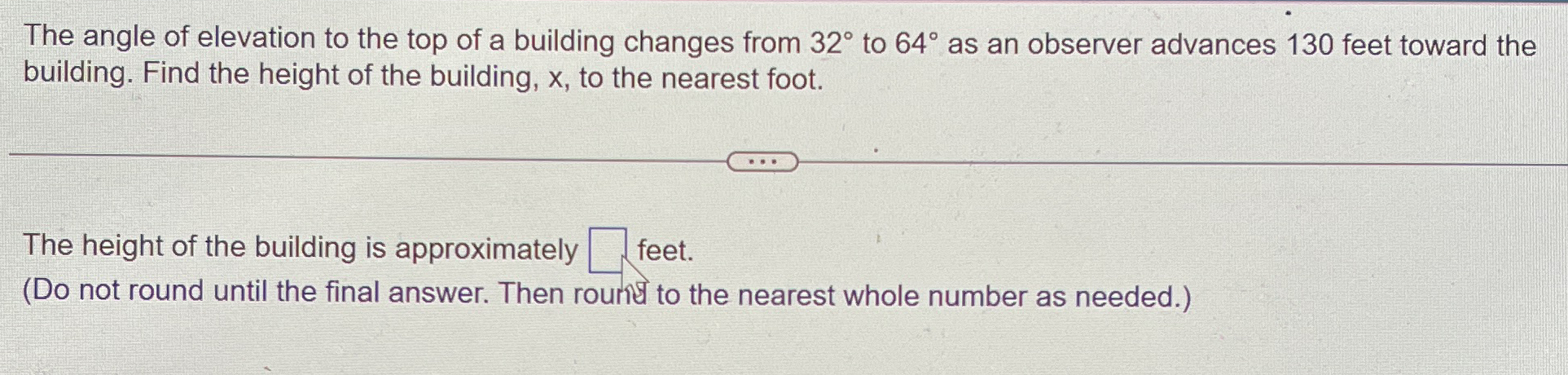 Solved The angle of elevation to the top of a building | Chegg.com