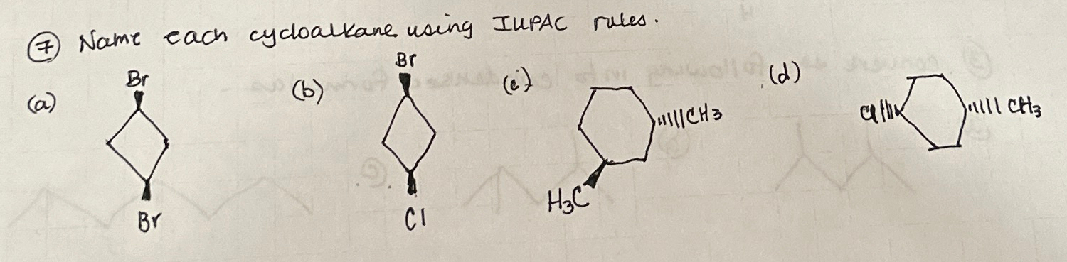 Name each cycloalkane using IUPAC rules. | Chegg.com