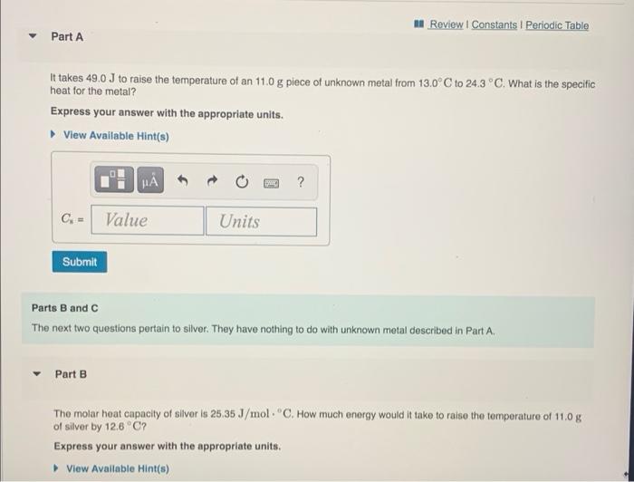 Solved an Review 1 Constants Periodic Table Part A It takes | Chegg.com