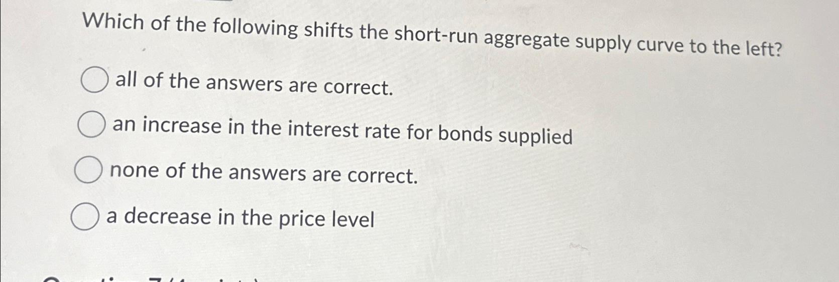 Solved Which of the following shifts the short-run aggregate | Chegg.com