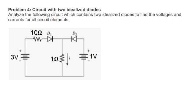 Solved Problem 4: Circuit with two idealized diodes Analyze | Chegg.com