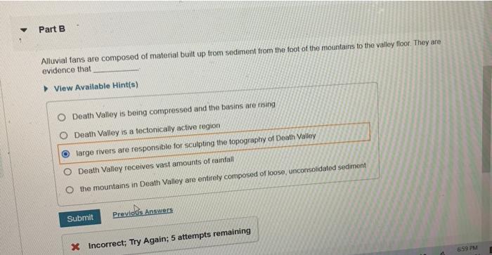 Solved Part A What is a scarp? O upheaved rocks found along | Chegg.com