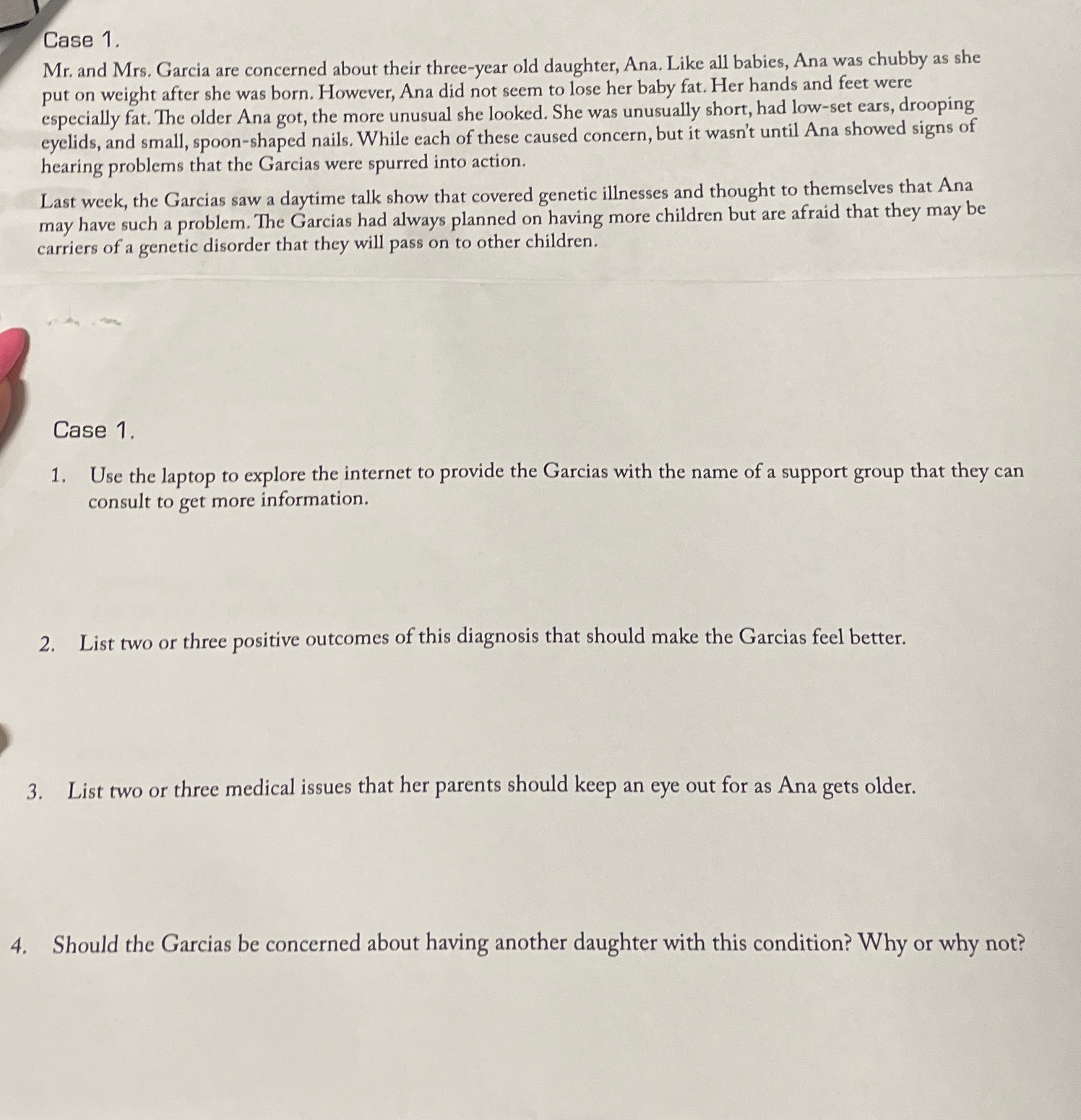 Solved Case 1.Mr. ﻿and Mrs. ﻿Garcia are concerned about | Chegg.com