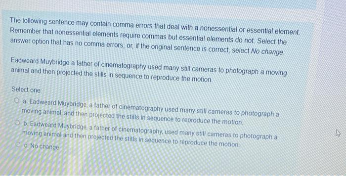 The following sentence may contain comma errors that | Chegg.com