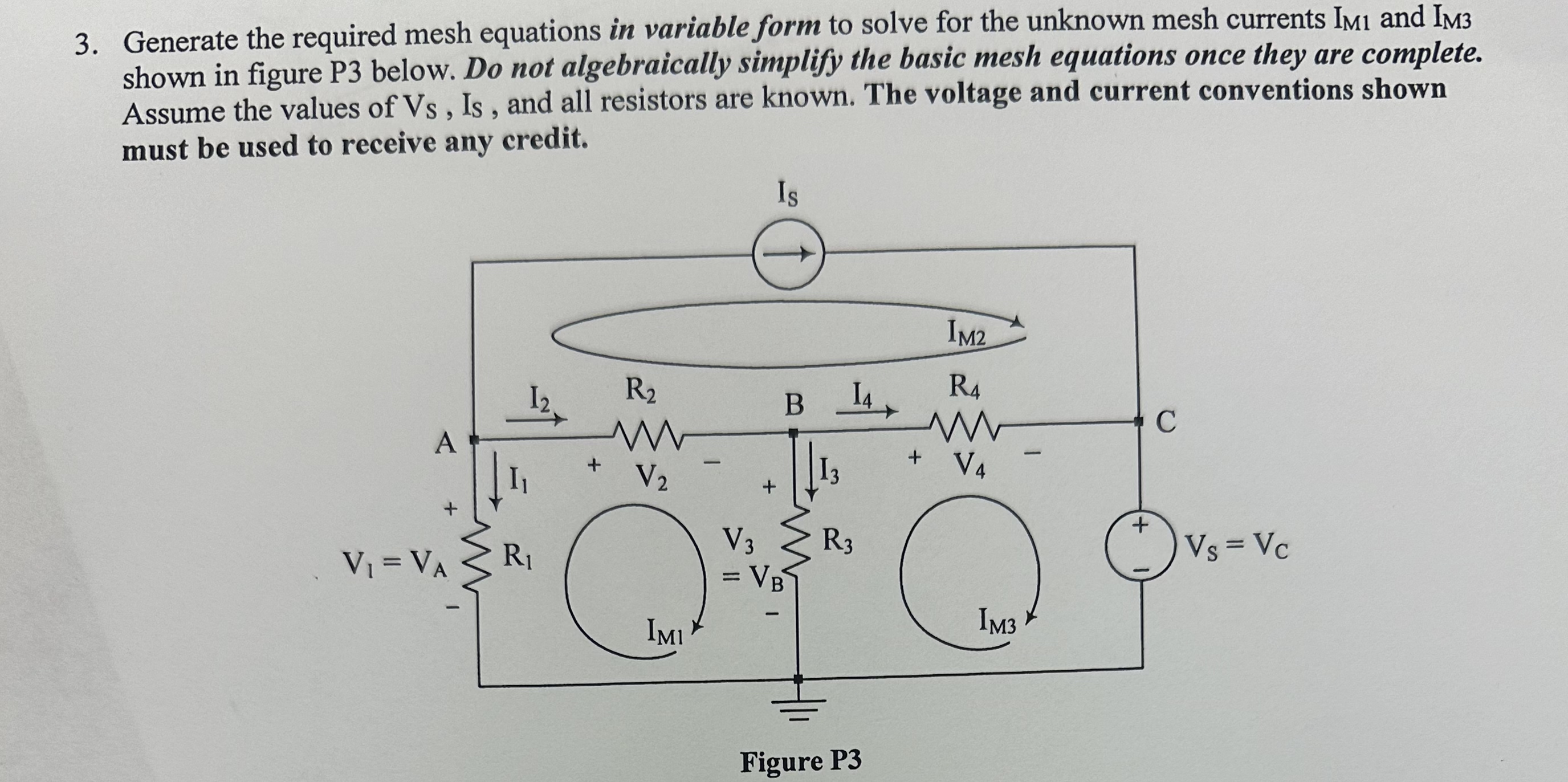 Solved Generate the required mesh equations in variable form | Chegg.com