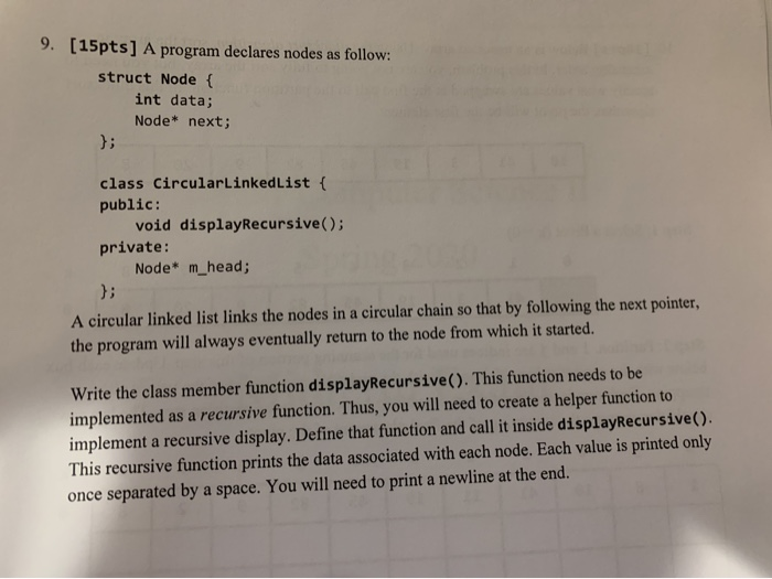 Solved 9 [15pts] A Program Declares Nodes As Follow Struct